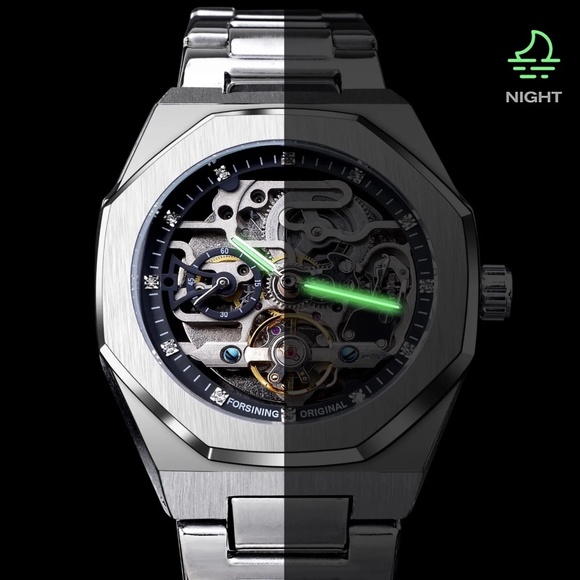 Forsining | Accessories | Mens Skeleton Mechanical Luminous Luxury ...